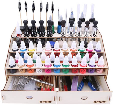 Hobby workbench organizers. For tools and paint and supplies.