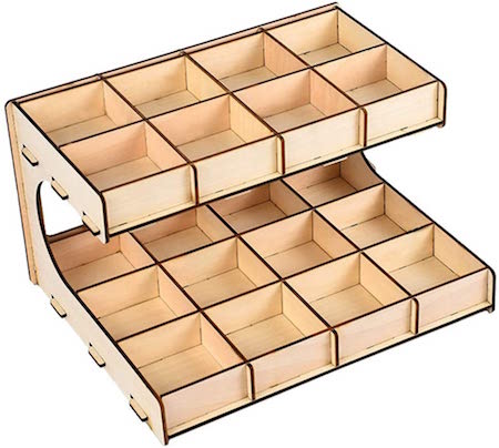 Hobby workbench organizers. For tools and paint and supplies.