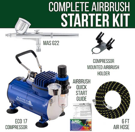 Airbrush supplies, compressors, spray paint booths, and sets.