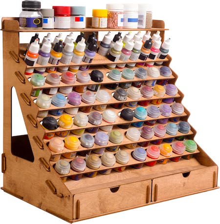 Hobby workbench organizers. For tools and paint and supplies.