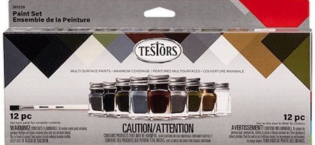 Testors hobby model paint both acrylic and anamel.